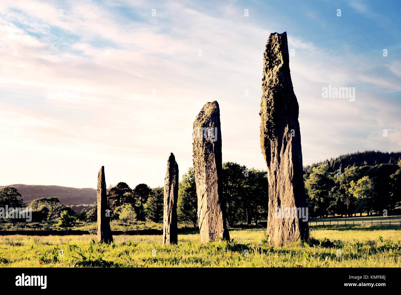 Ballymeanoch prehistoric Neolithic standing stones stone alignment seen ...