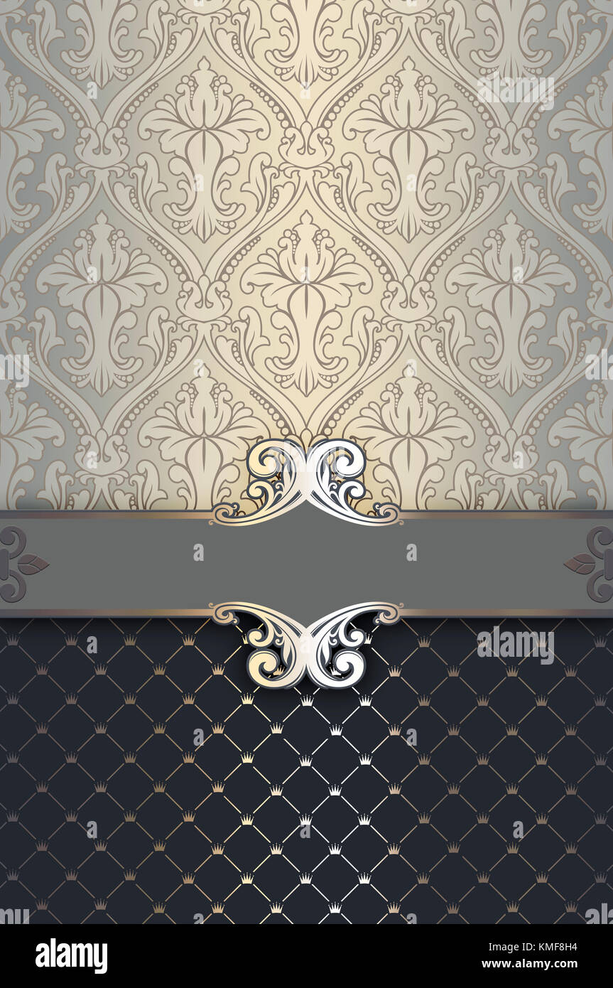 Vintage background with decorative border and old-fashioned patterns ...