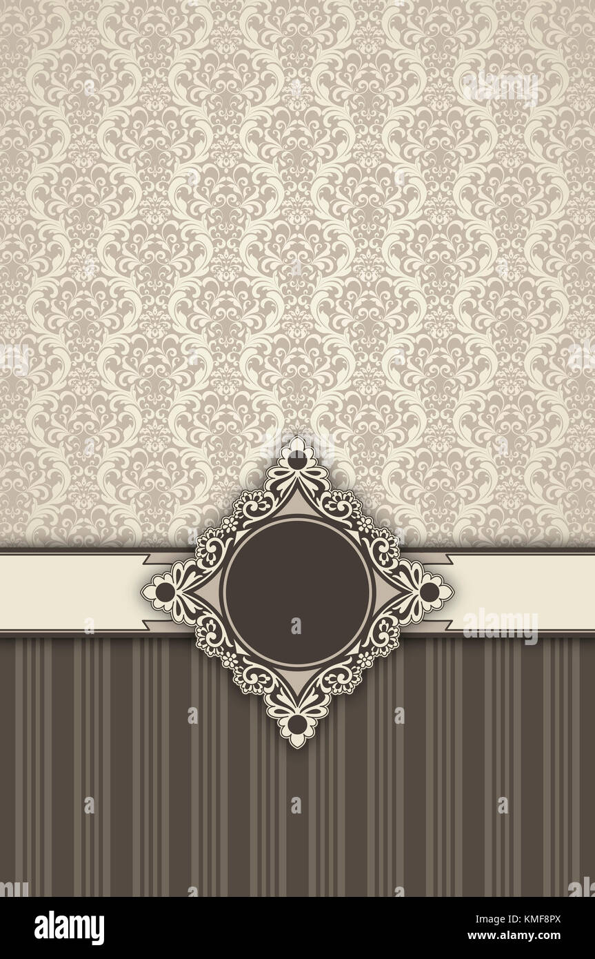 Old-fashioned background with vintage floral frame, decorative border ...