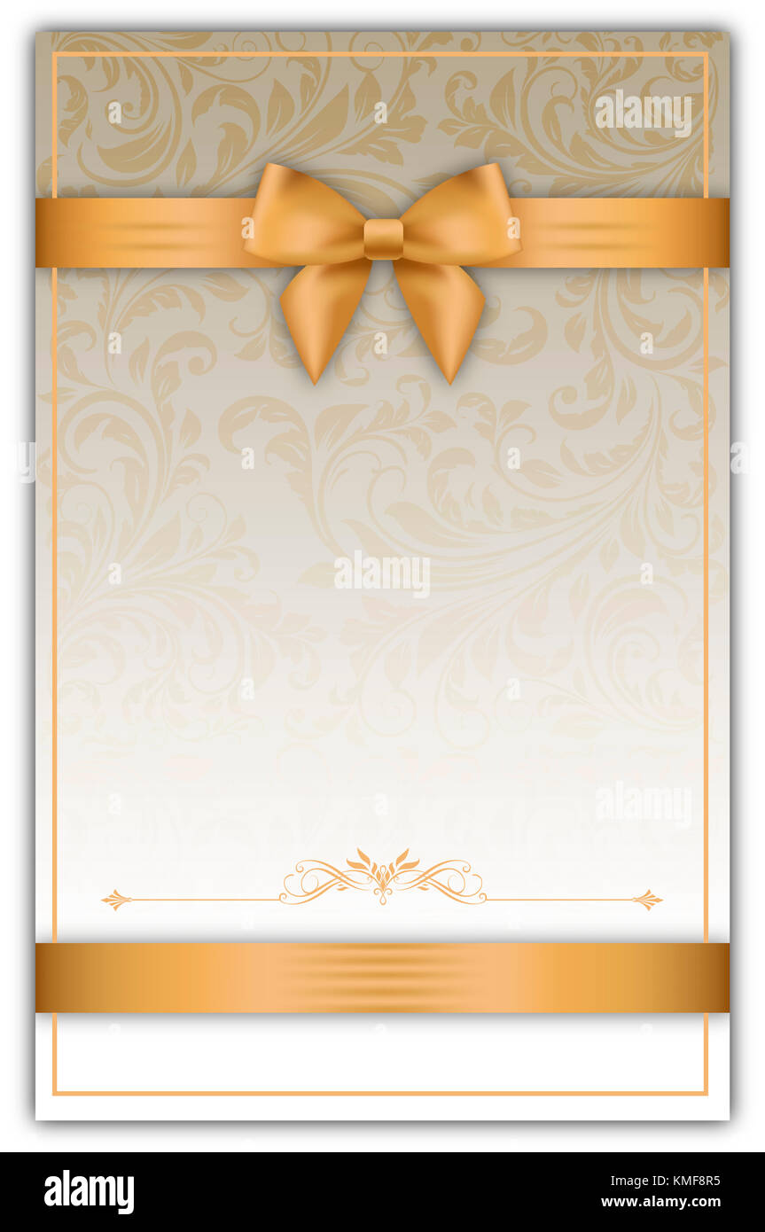 Floral background with elegant bow and ribbons. Gift or invitation card ...