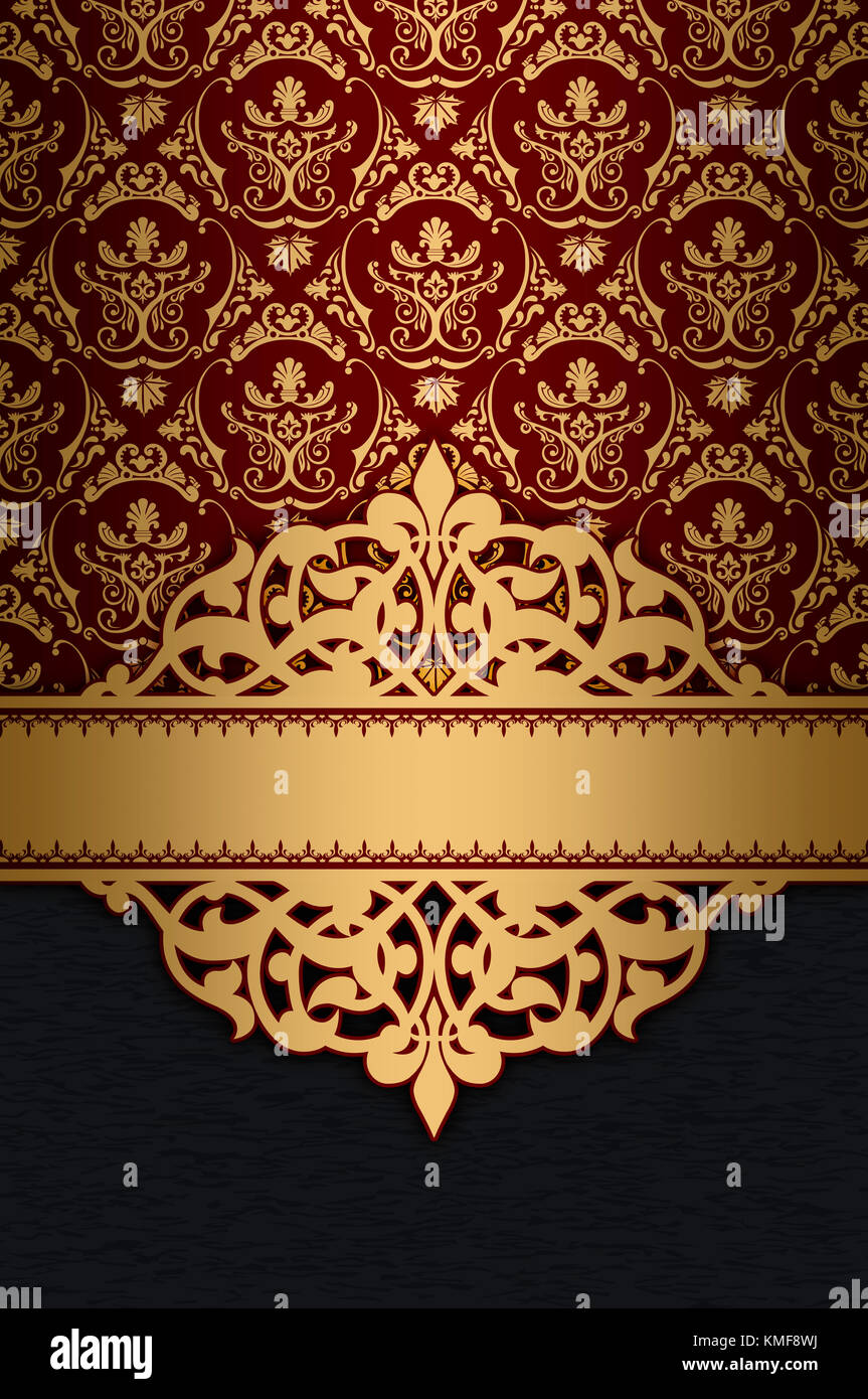 Vintage background with gold old-fashioned patterns Stock Photo - Alamy