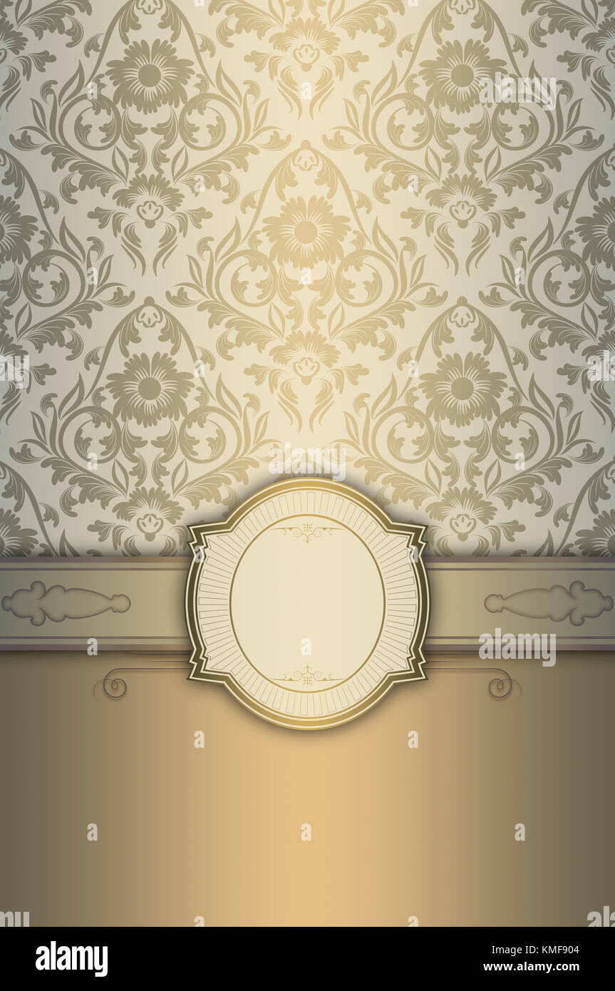 Vintage background with decorative frame and old-fashioned floral ...