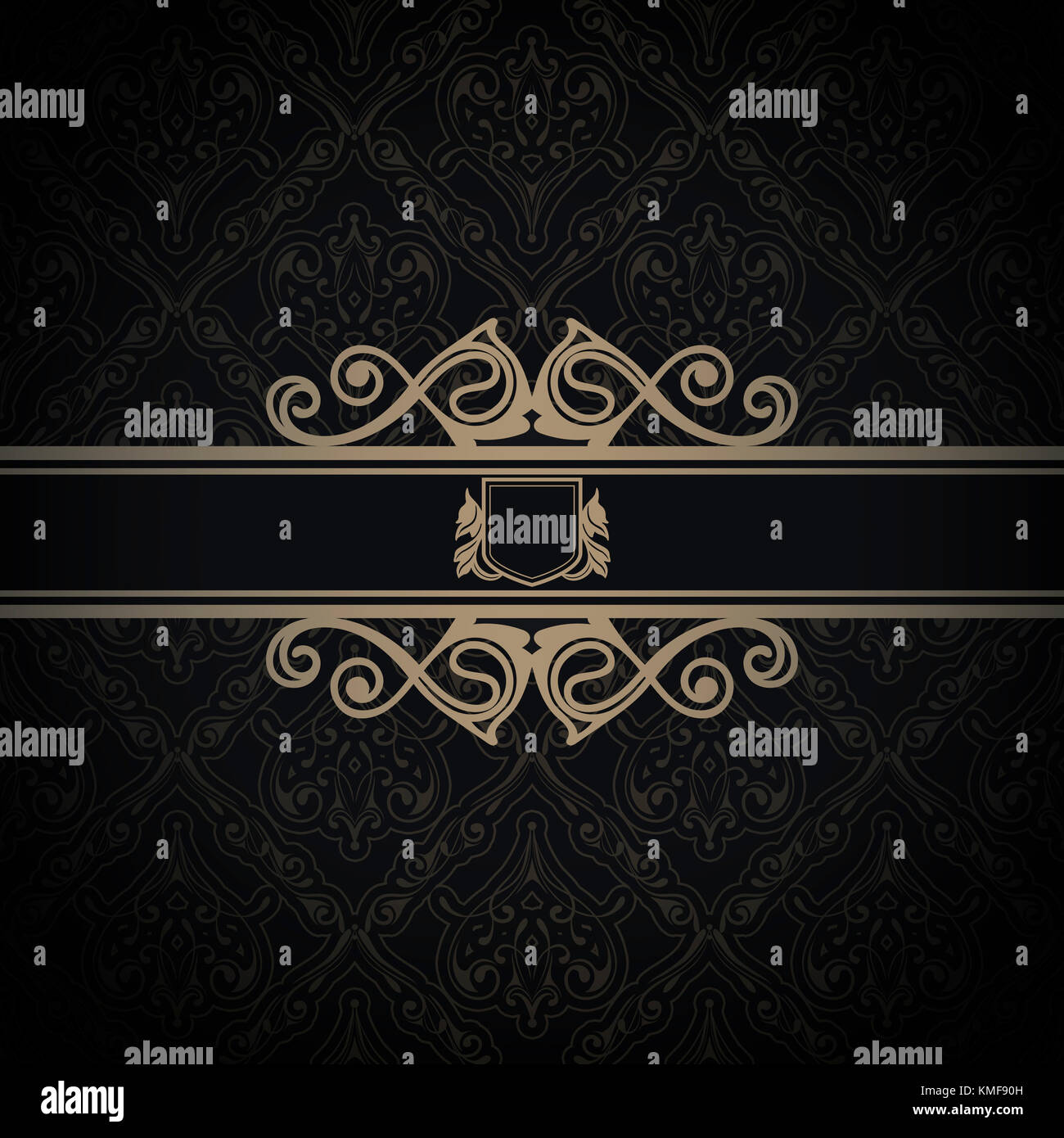 Vintage black background with old-fashioned patterns and decorative ...