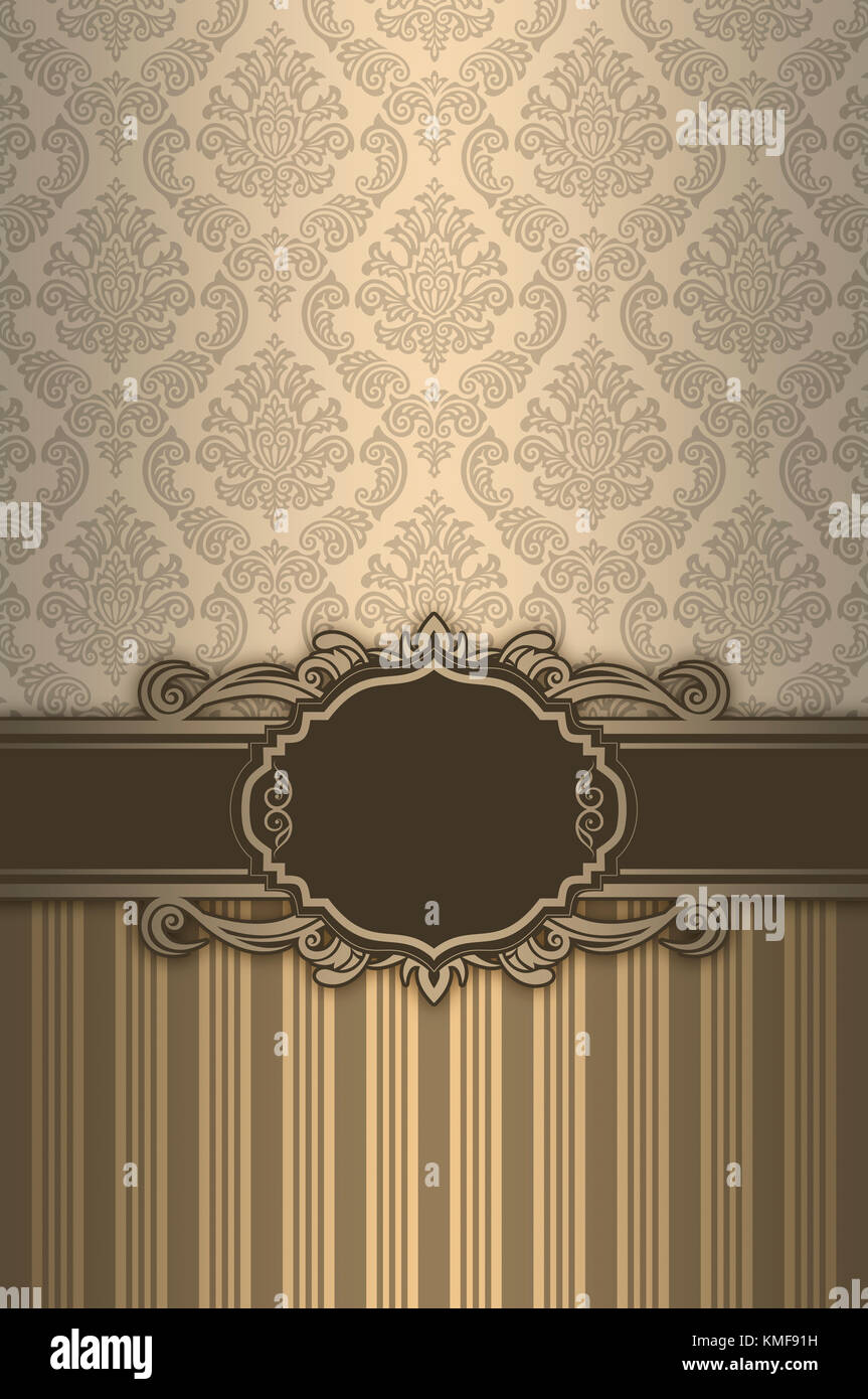 Vintage background with decorative frame and old-fashioned patterns ...