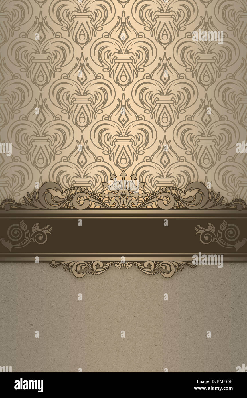 Vintage background with decorative border and old-fashioned patterns ...