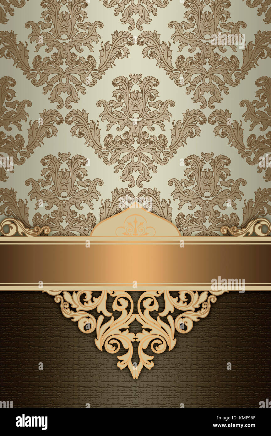 Vintage background with decorative border and old-fashioned patterns ...