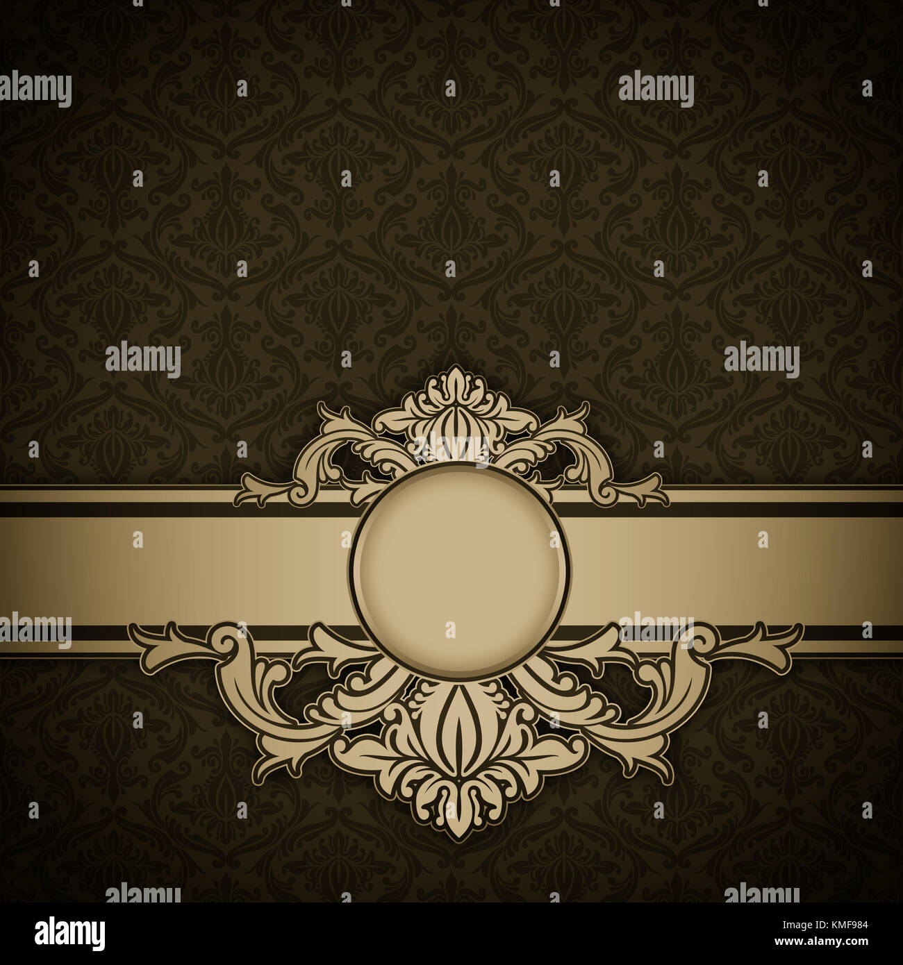 Brown vintage background with decorative border and old-fashioned ...