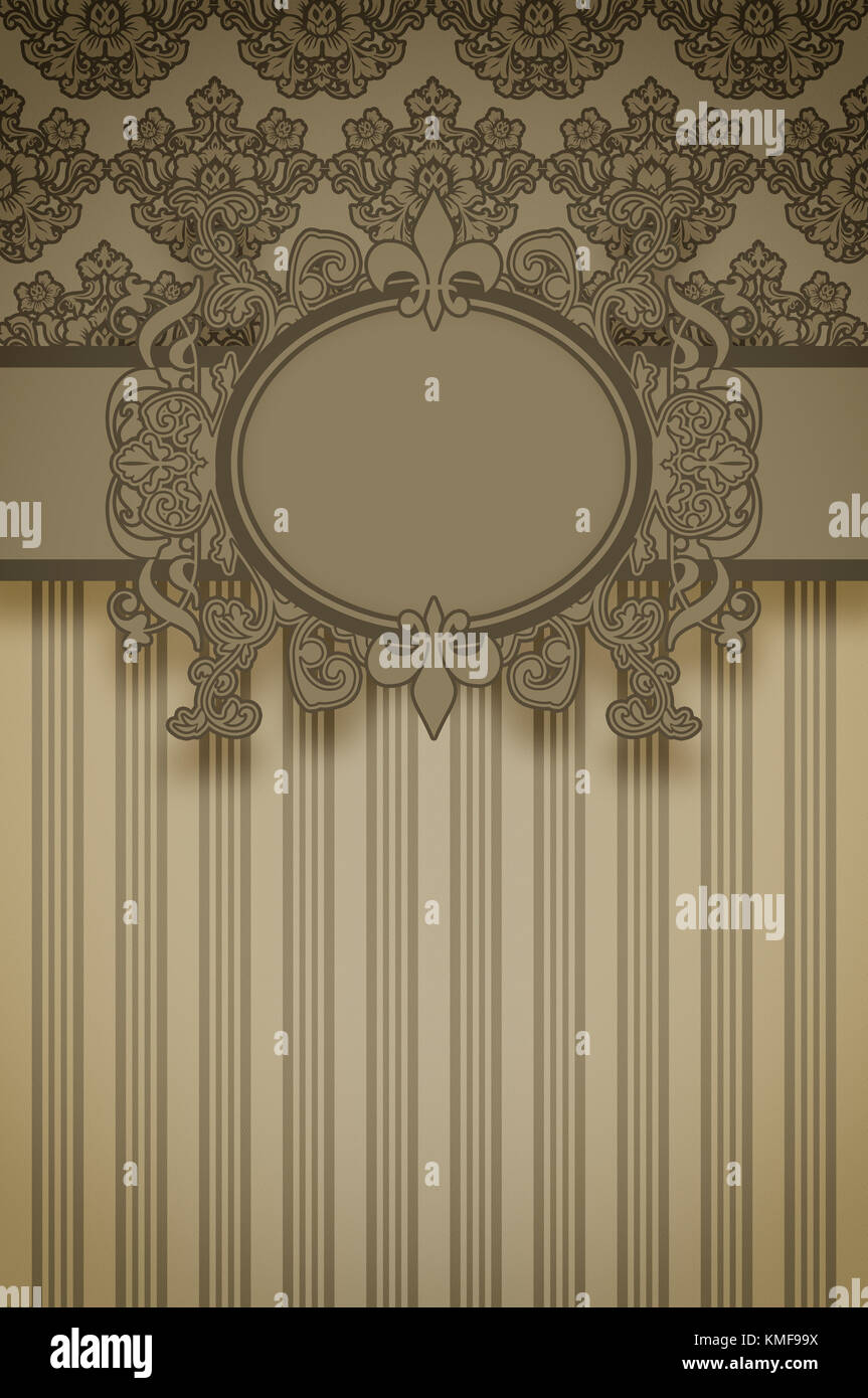 Decorative vintage background with old-fashioned frame and floral ...