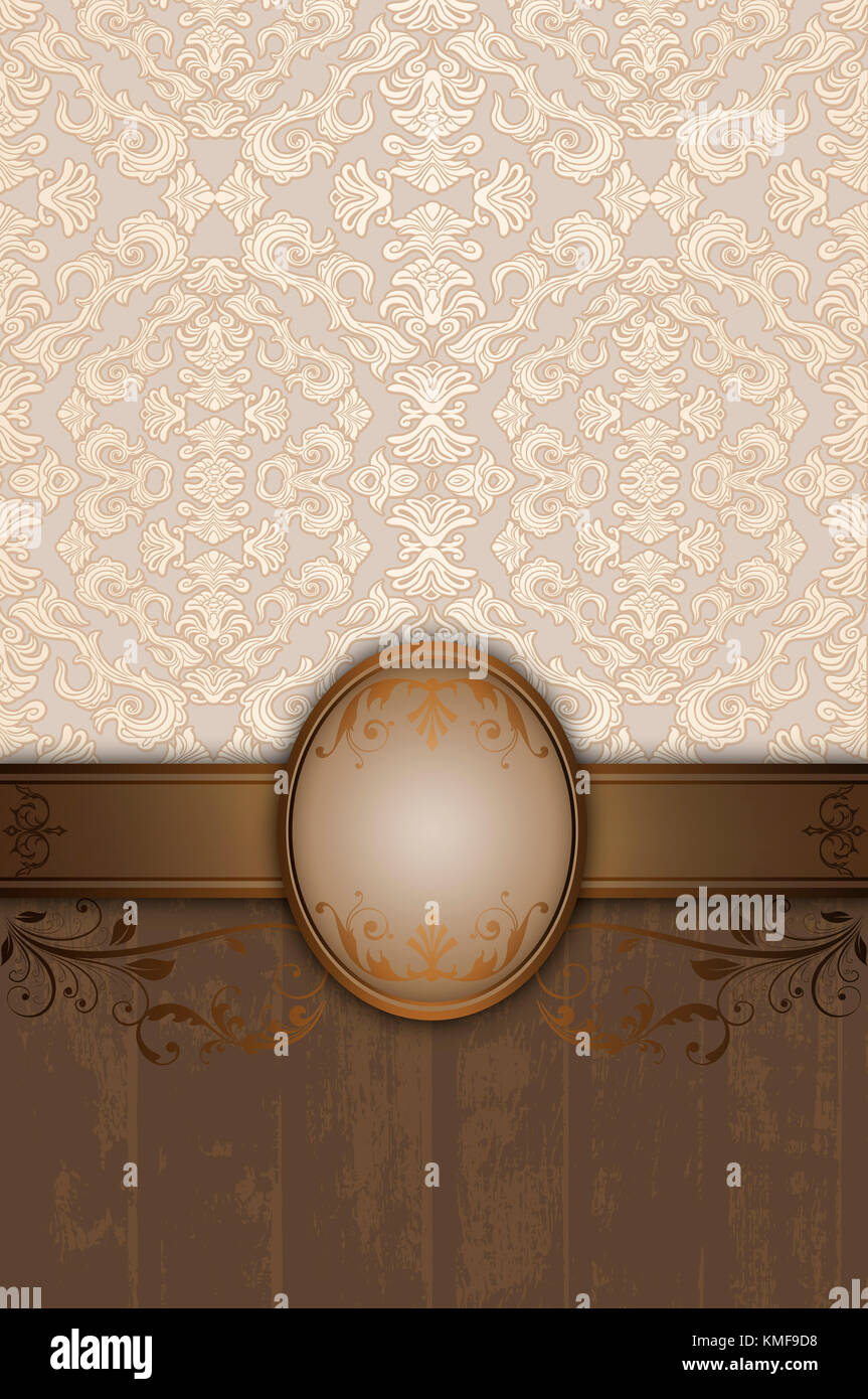 Decorative vintage background with old-fashioned patterns and frame ...