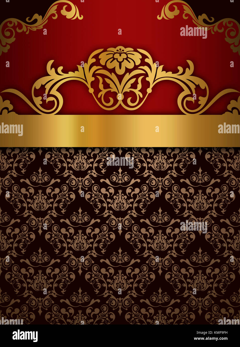Decorative vintage background with elegant golden border and old ...