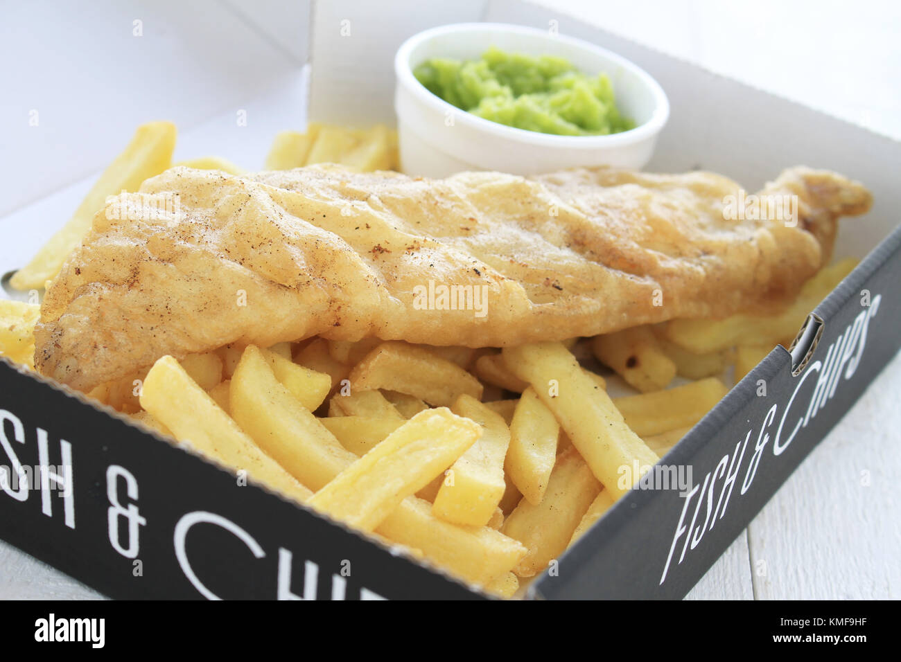 traditionalfish and chips in box Stock Photo - Alamy