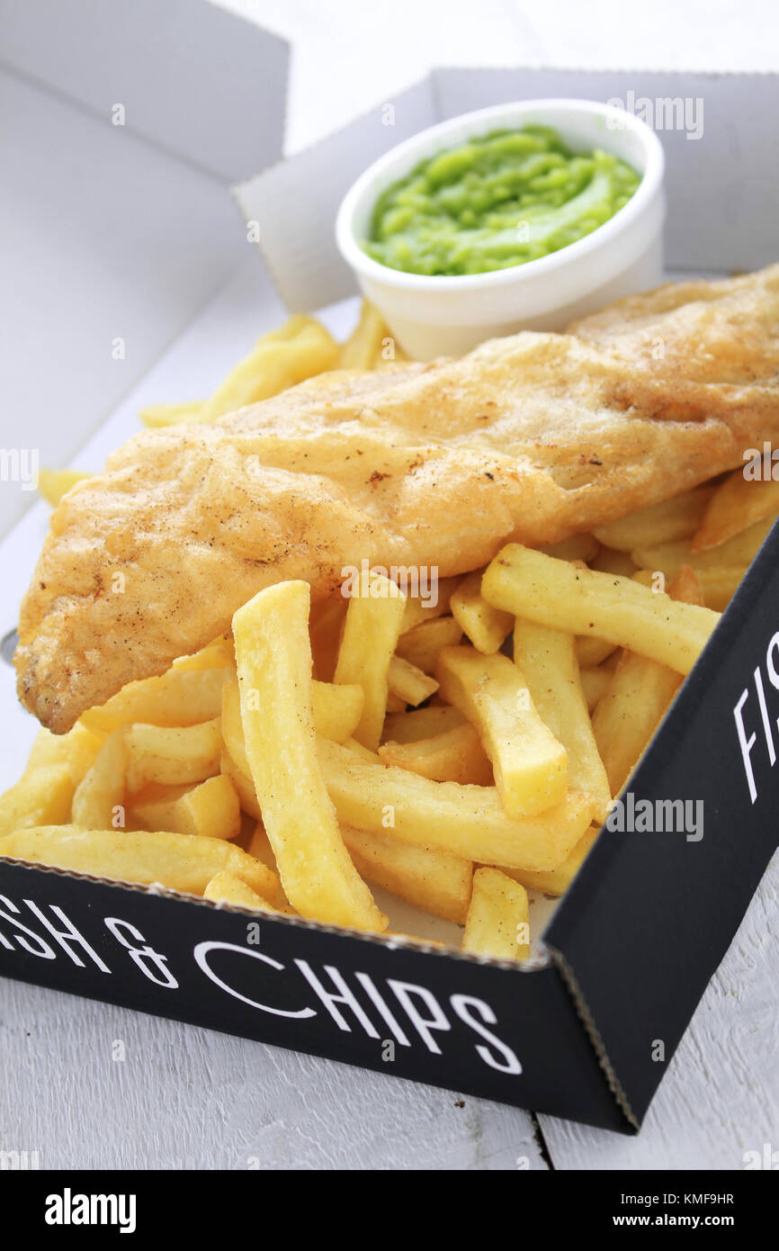traditionalfish and chips in box Stock Photo - Alamy