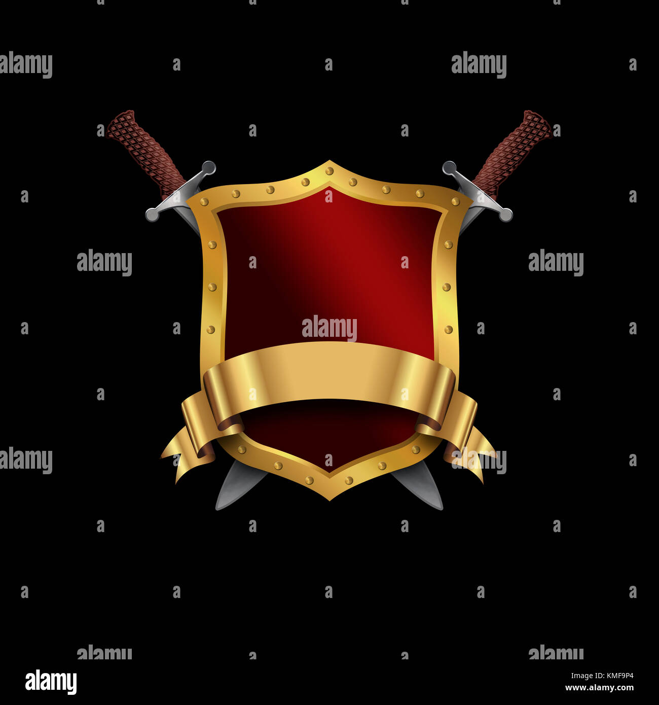 Gold shield and swords hi-res stock photography and images - Alamy