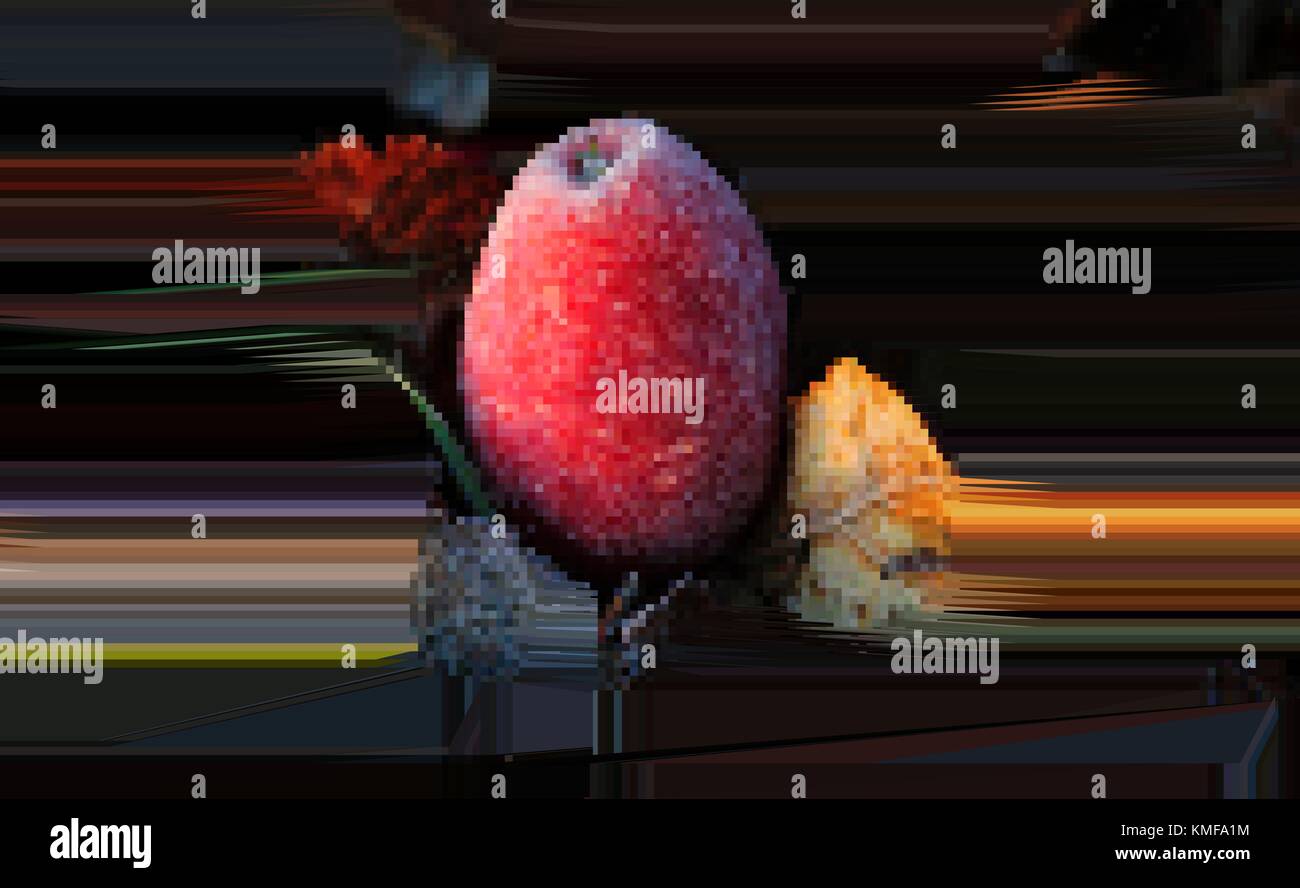 Abstract red apple. Impressionism with fruit. Blur in still life ...