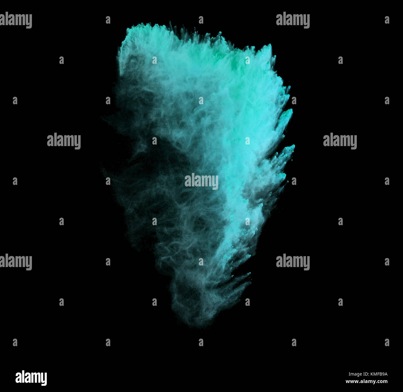 Explosion of blue powder isolated on black background Stock Photo - Alamy