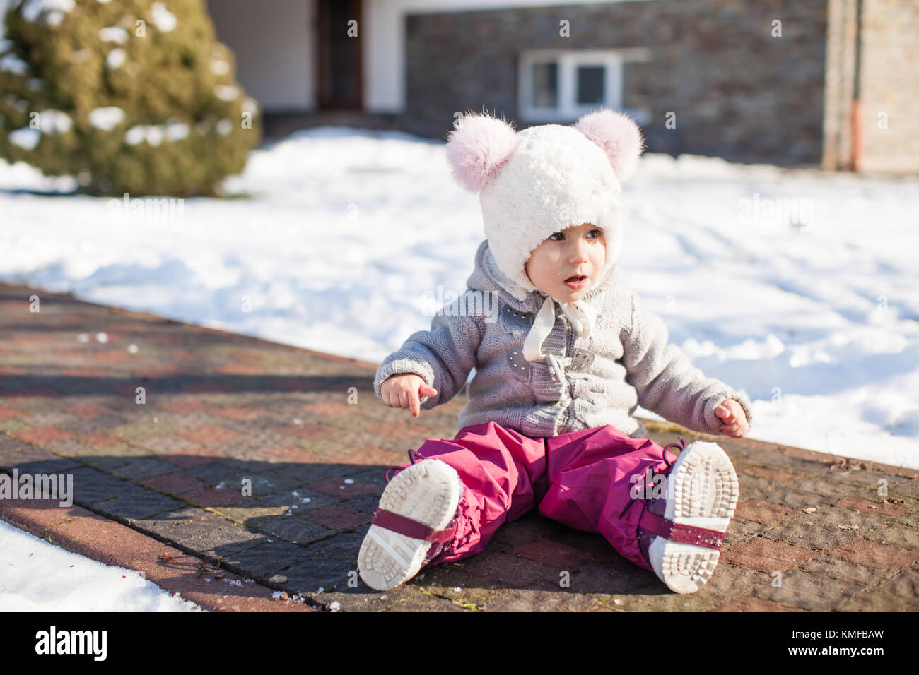Winter walking of baby Stock Photo - Alamy