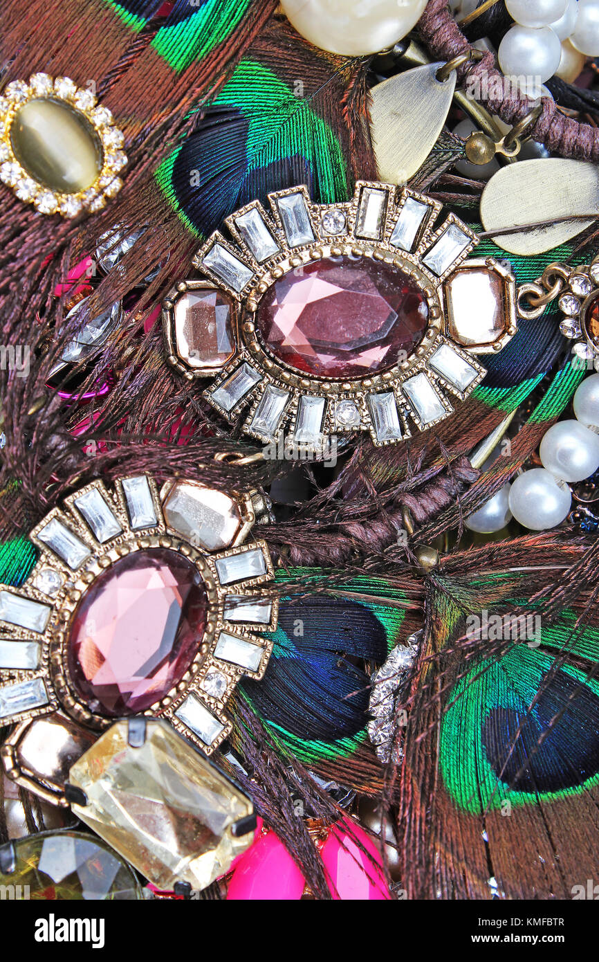 Fashion jewelrys. Fashion jewels as background. Jewelery texture. A lot ...