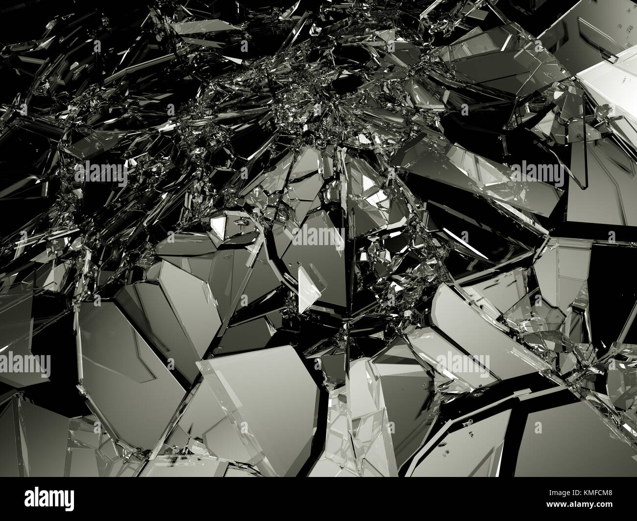 Many pieces of broken and Shattered glass on black. Large resolution ...