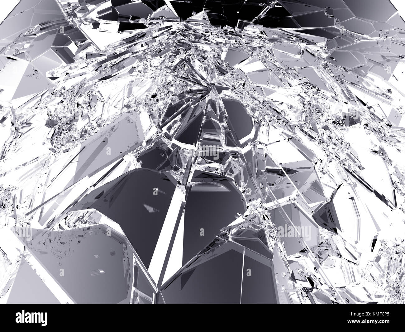 Pieces of Destructed or Shattered glass on white. Large resolution ...