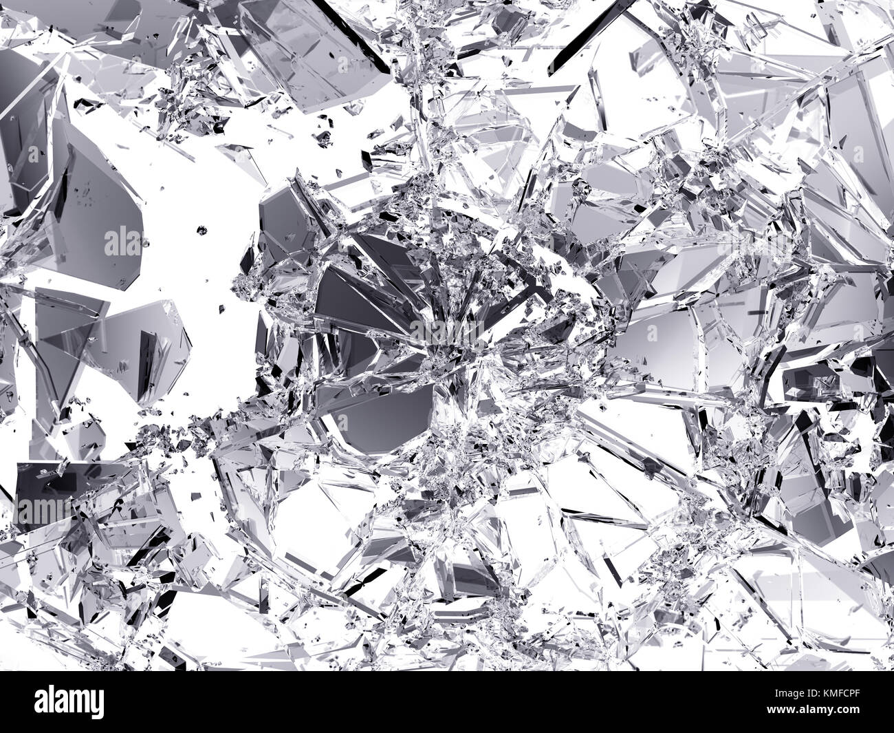 Pieces of destructed Shattered glass on white. Large resolution Stock ...