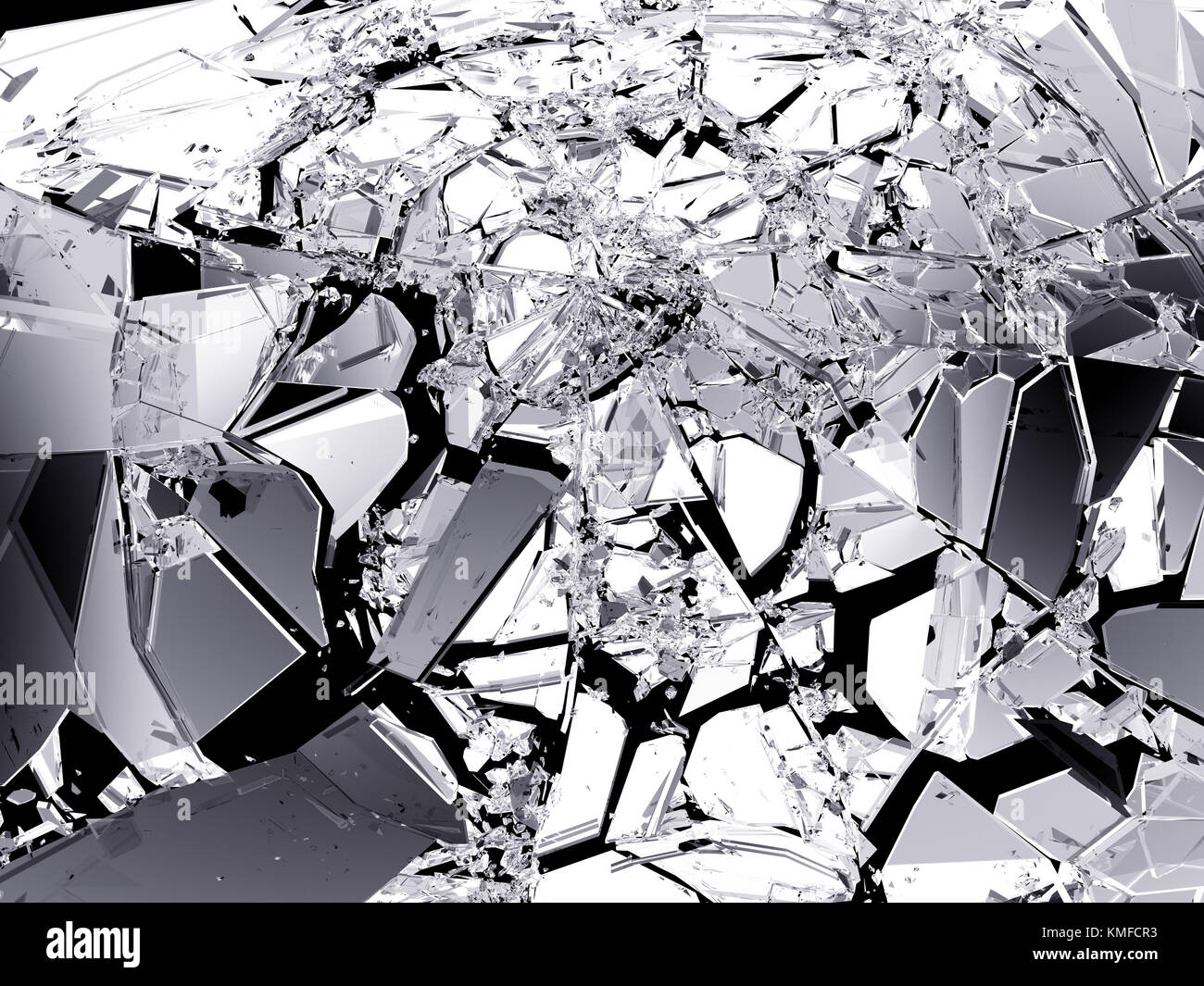 Sharp Pieces of shattered glass isolated on black. Large resolution ...