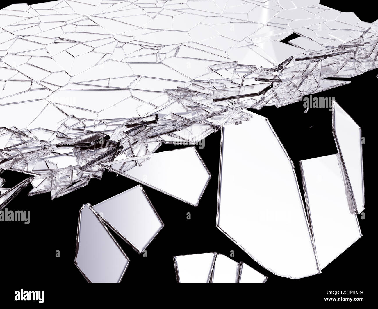 sharp Pieces of splitted glass on black. Large resolution Stock Photo ...