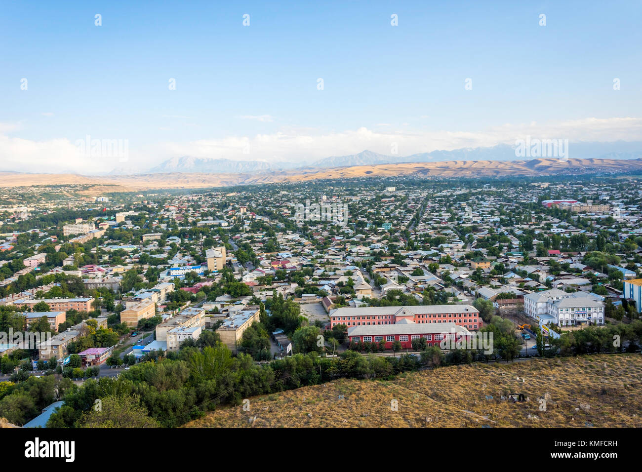 Aerial view over rooftops in Osh city, Kyrgyzstan Stock Photo - Alamy