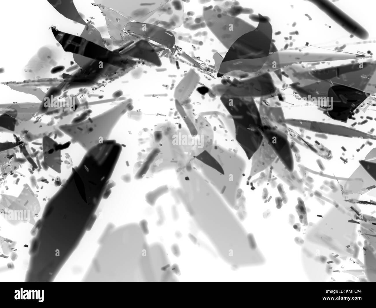 Broken and destructed glass on white shallow DOF. Large resolution ...