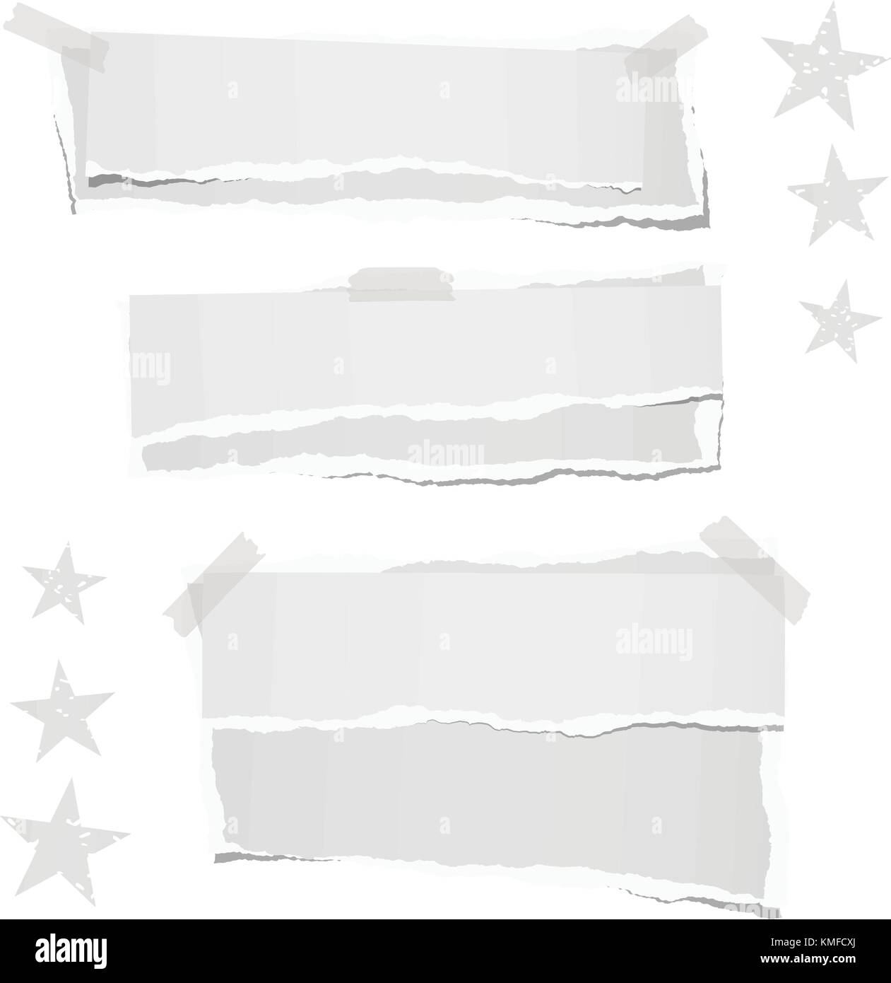 Ripped blank note, notebook stacked paper strips for text or message ...