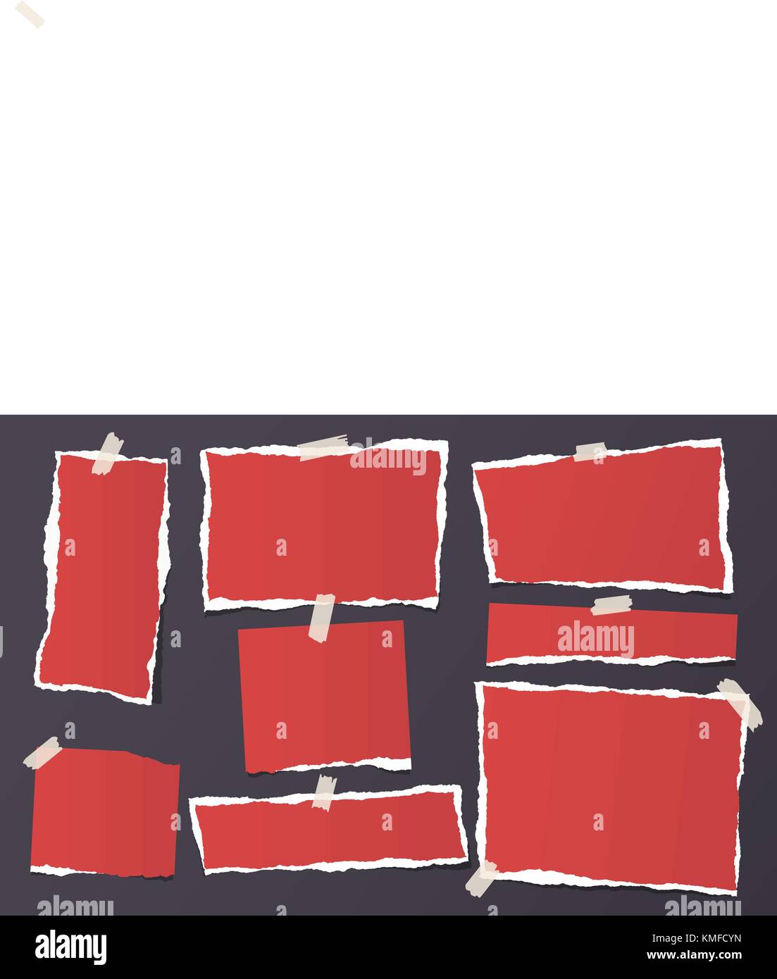 Red ripped blank note, notebook paper strips for text or message stuck ...