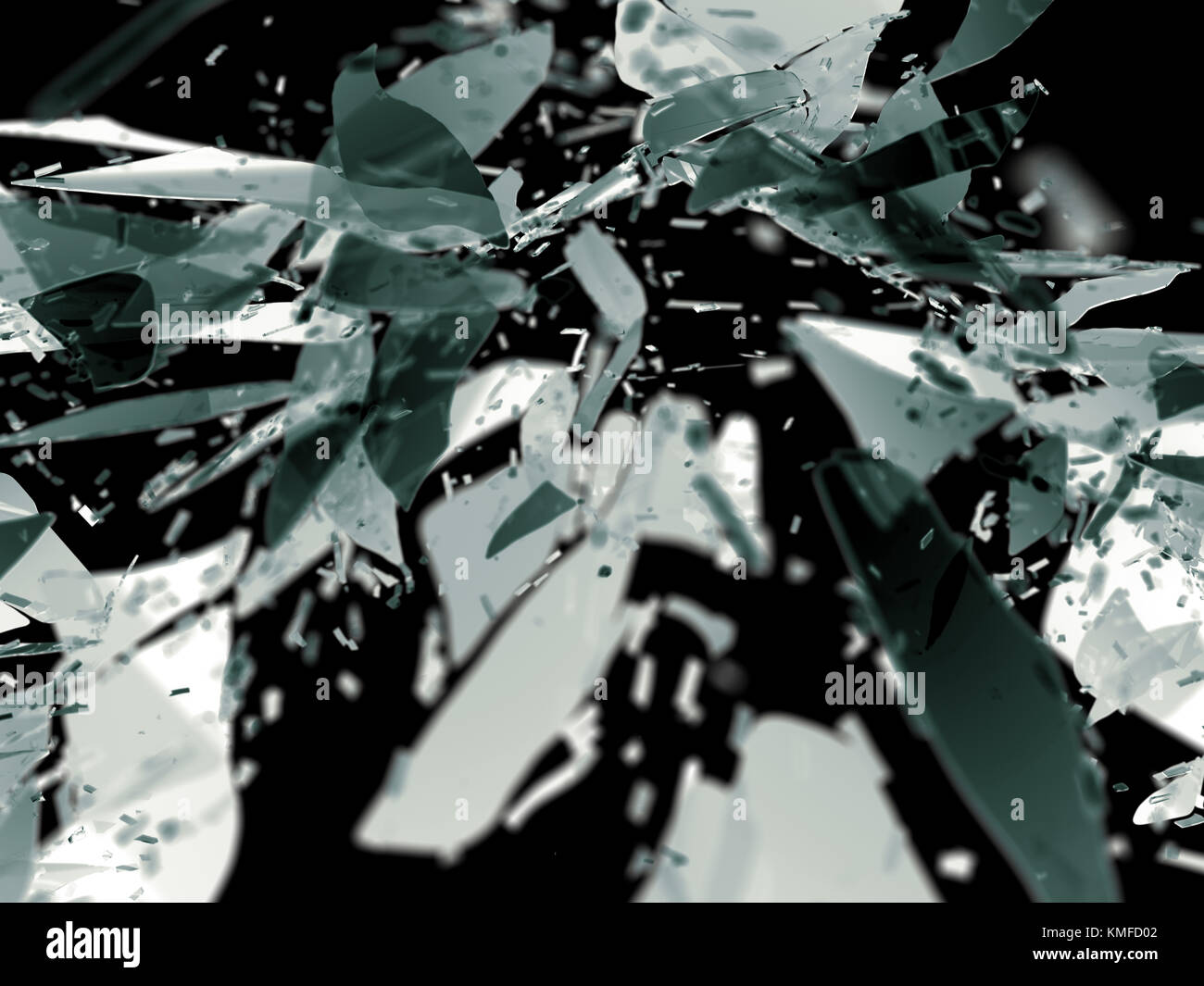Destructed glass pieces isolated on black shallow DOF. Large resolution ...
