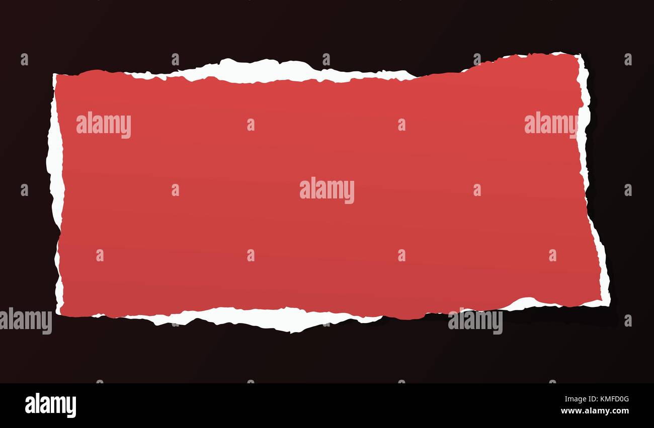 Red ripped blank note, notebook paper for text or message stuck with ...