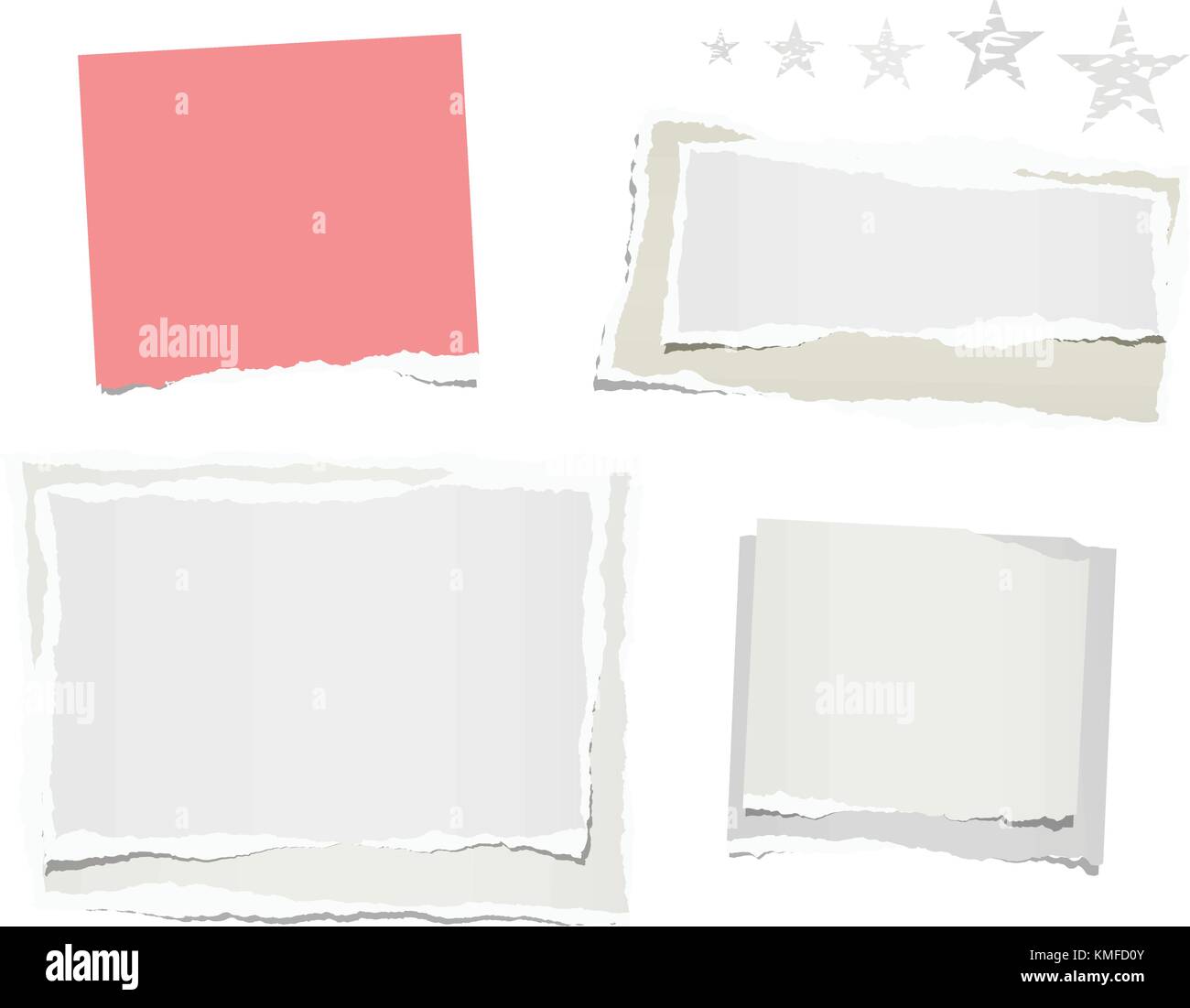 Ripped blank note, notebook stacked paper strips for text or message ...