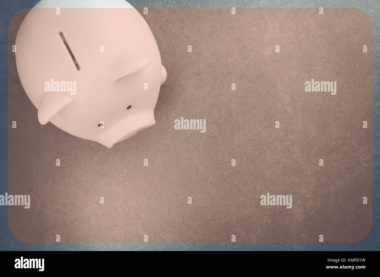 terracotta piggy bank on a stone background - top view - money saving ...