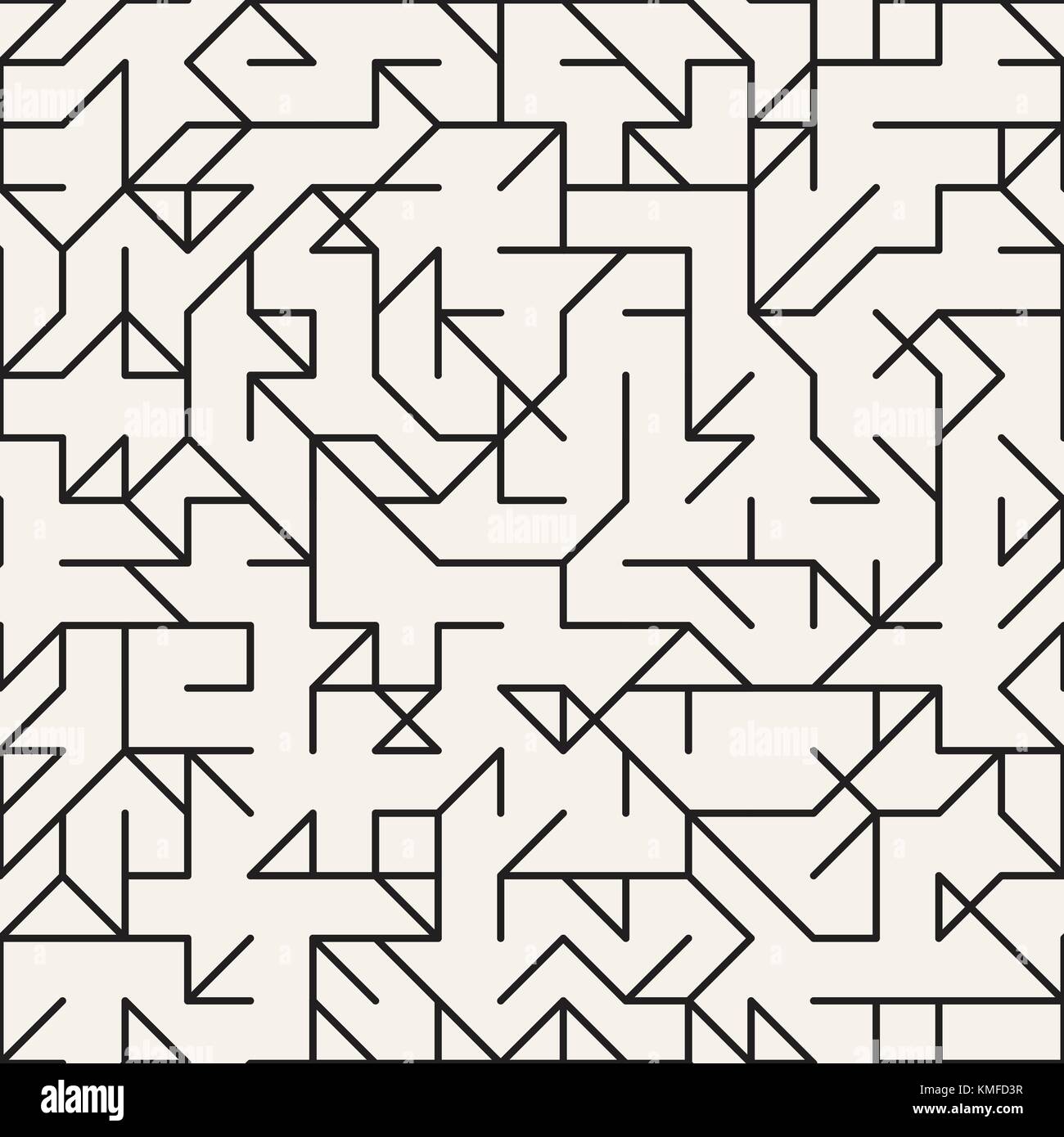 Irregular Tangled Shapes. Abstract Geometric Background Design. Vector Seamless Black and White ...