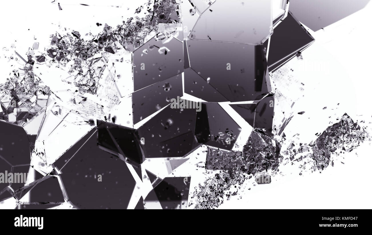 Pieces of smashed cracking glass on white. Large resolution Stock Photo ...