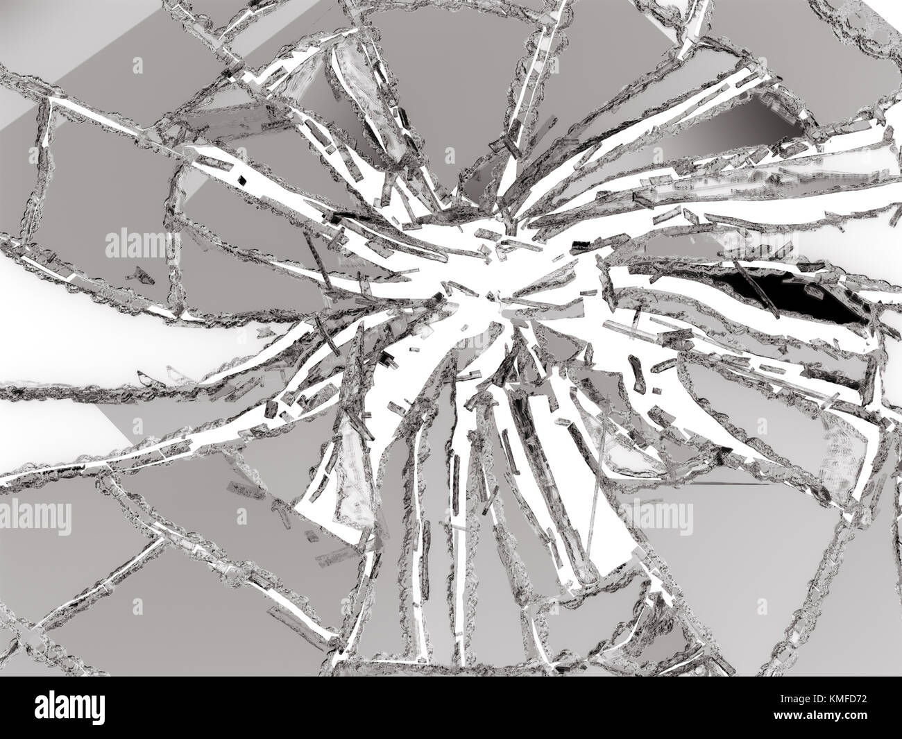 Shattered or damaged glass Pieces isolated on white background Stock ...