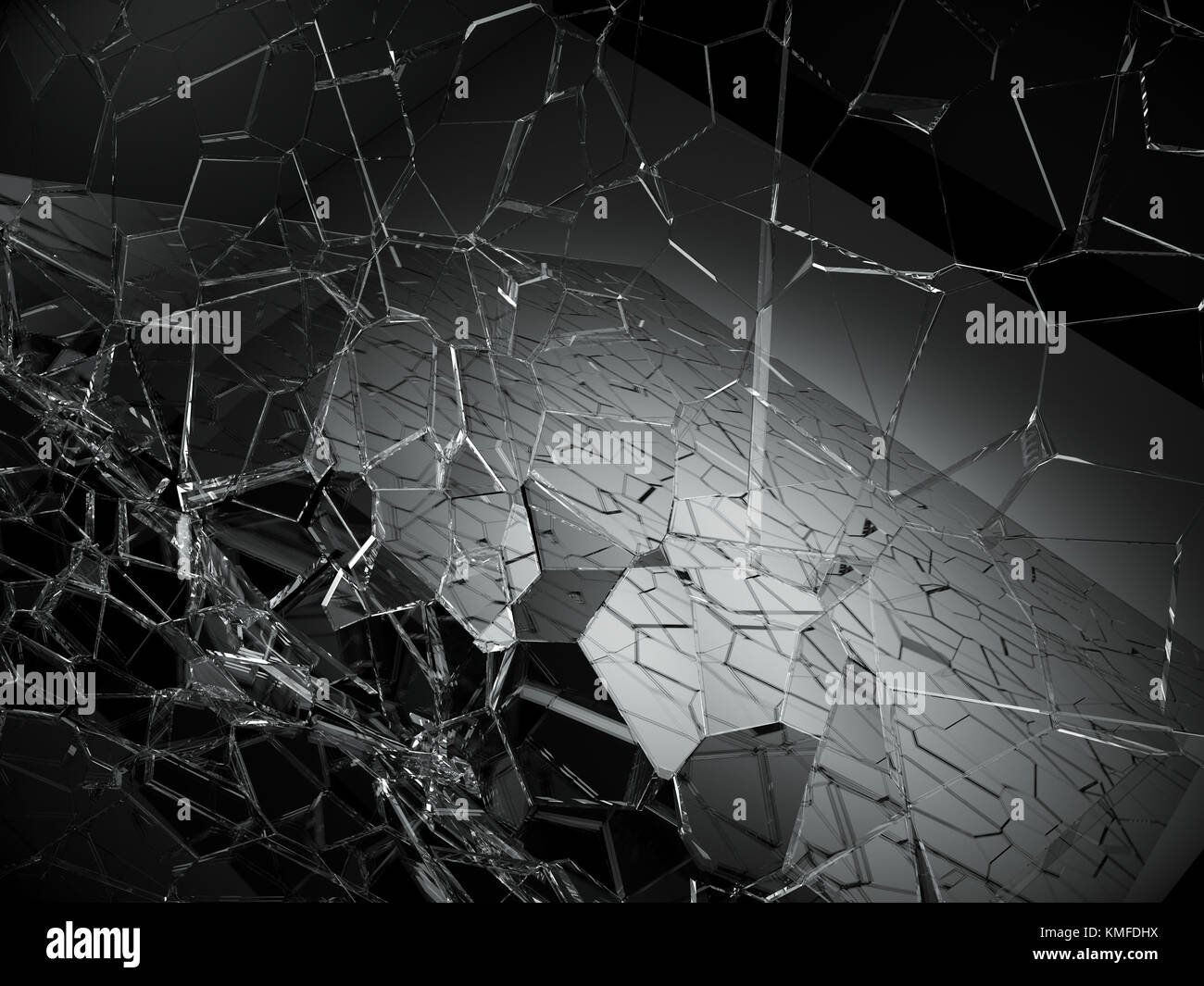 Damaged or broken glass on black. 3d rendering 3d illustration Stock ...