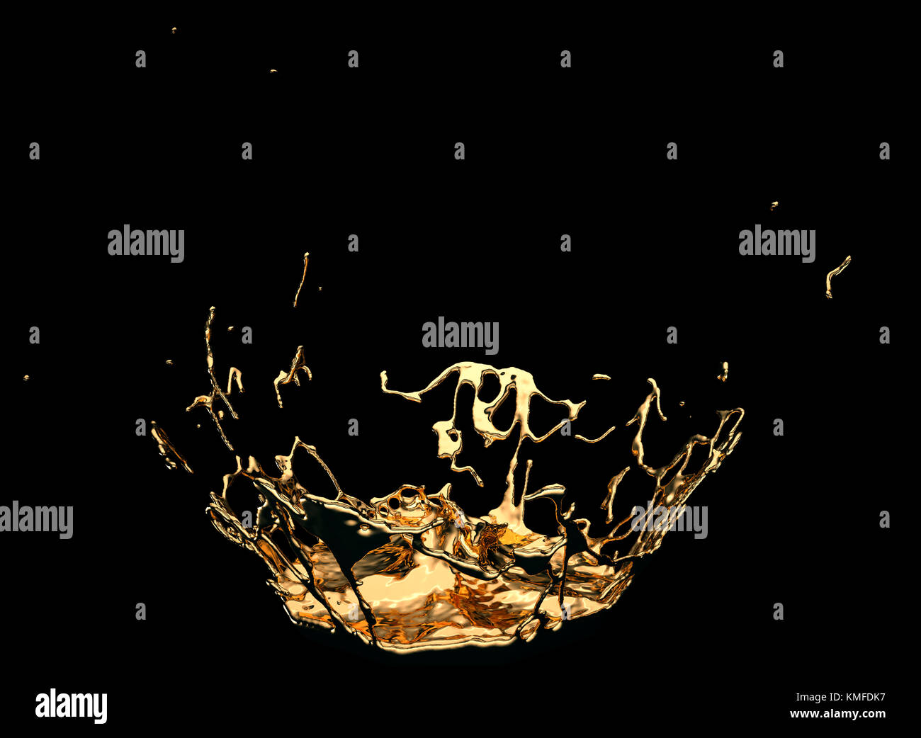 Melted gold or oil splashes isolated on white. 3d render, 3d ...