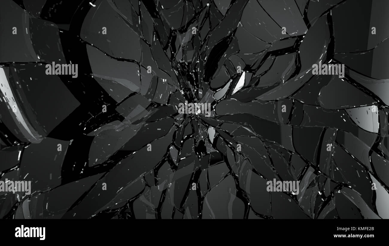 Demolished or splitted glass on black. Large resolution Stock Photo - Alamy