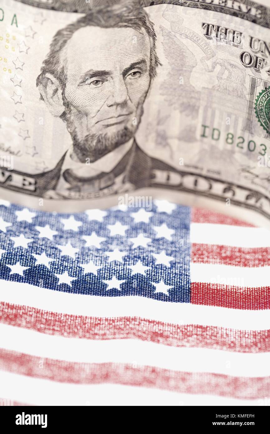 american flag and banknote Stock Photo - Alamy
