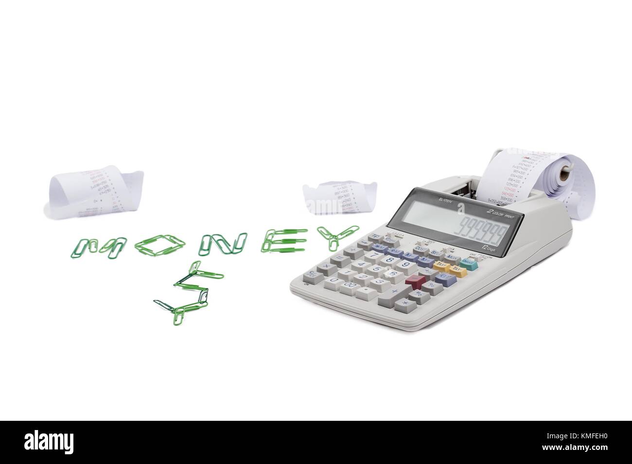 calculator receipt with a paper clip Stock Photo - Alamy