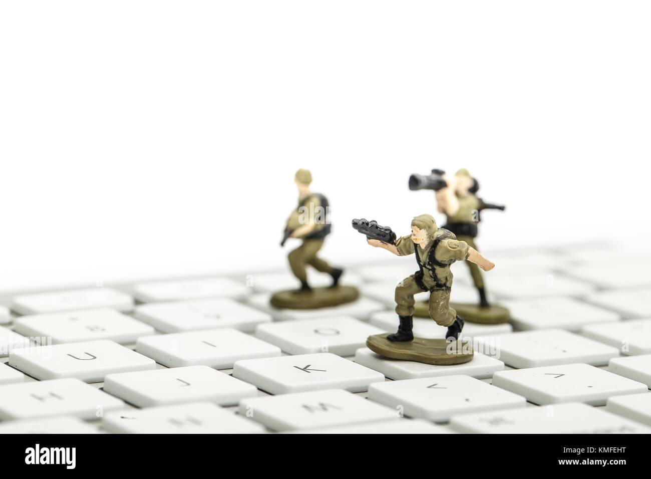 computer keyboard army men Stock Photo - Alamy
