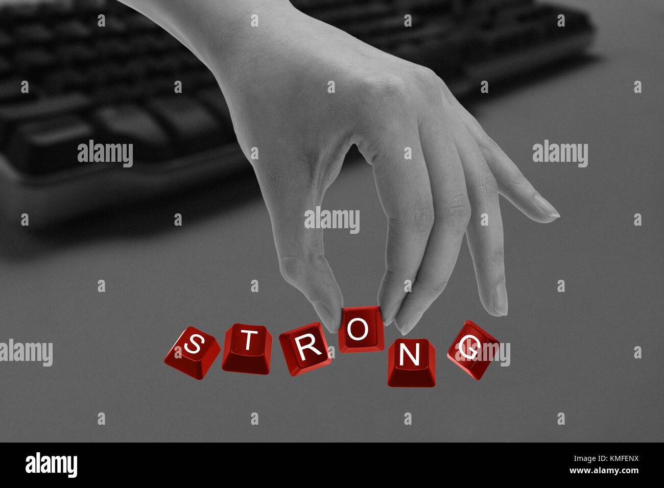 keys spelling the word strong Stock Photo - Alamy