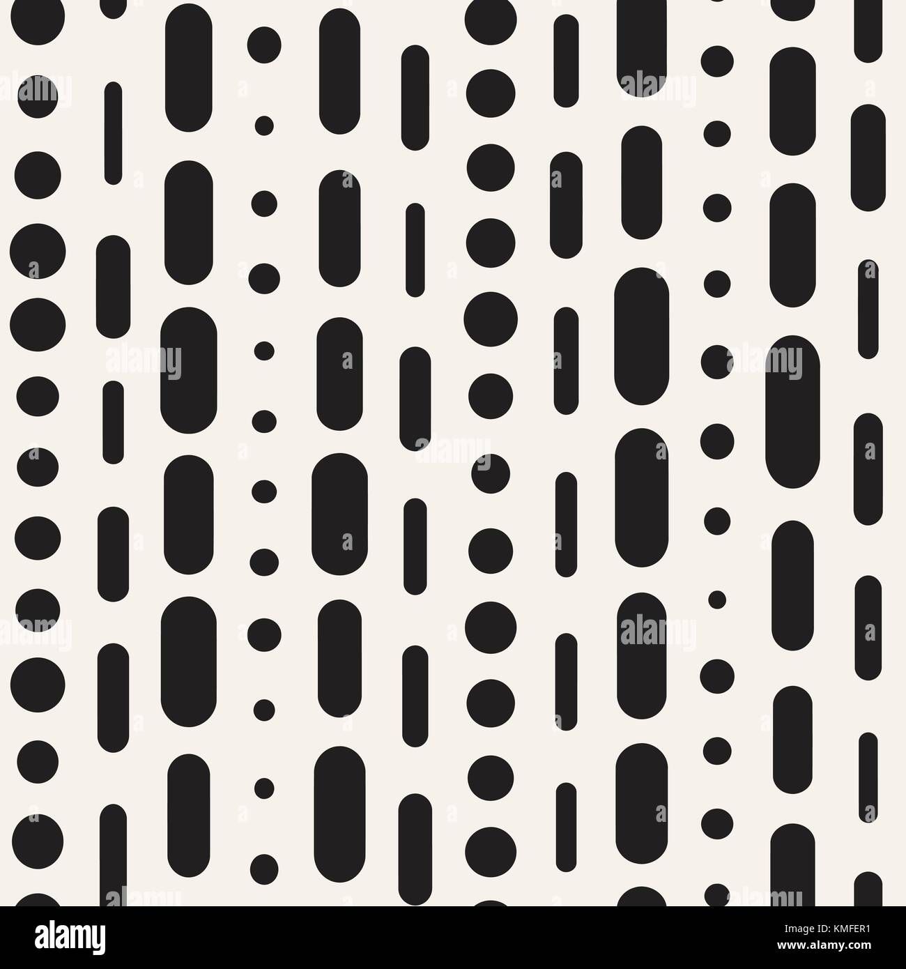 Black and White Irregular Rounded Dashed Lines Pattern. Modern Abstract ...