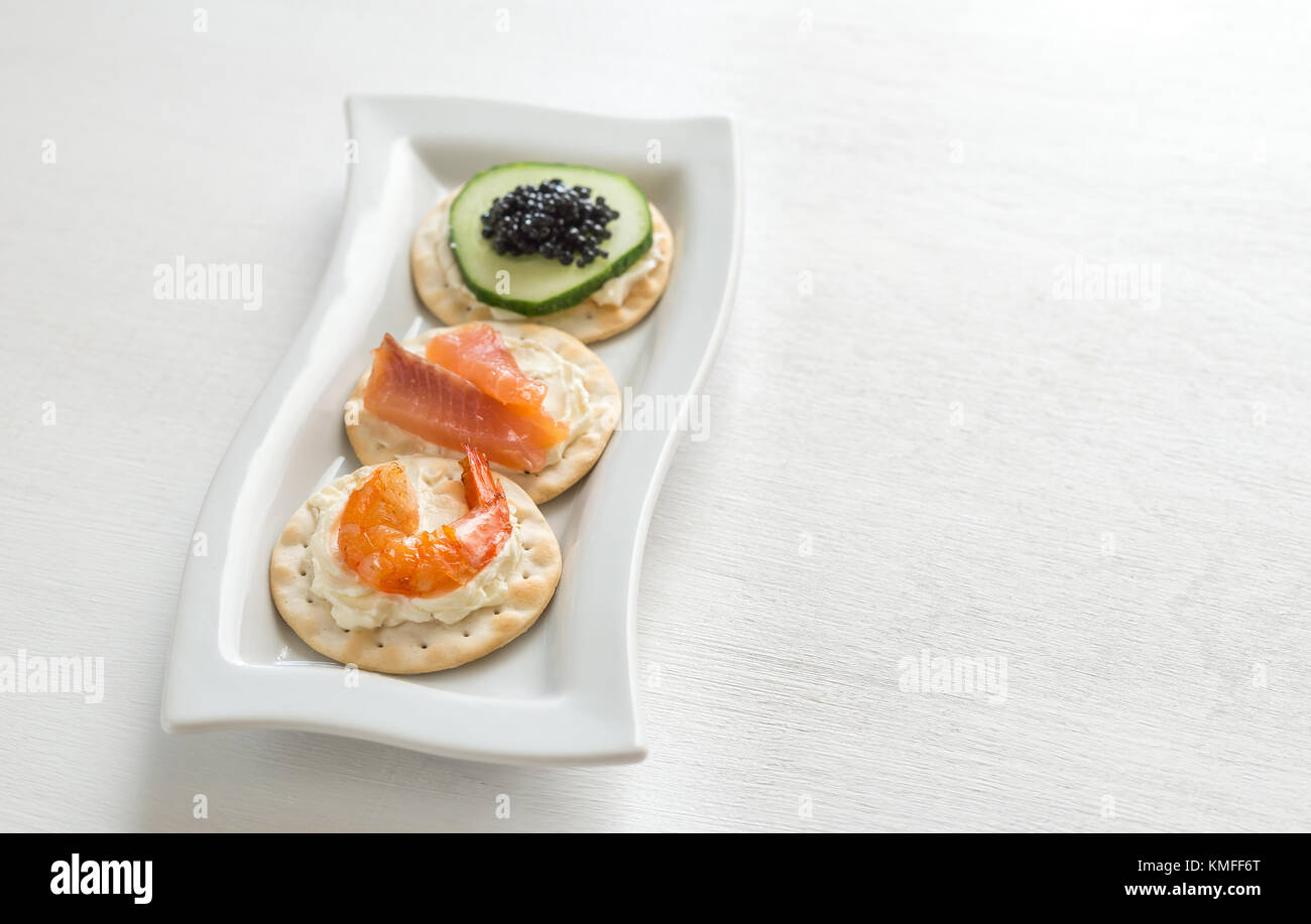 Canape with seafood Stock Photo - Alamy