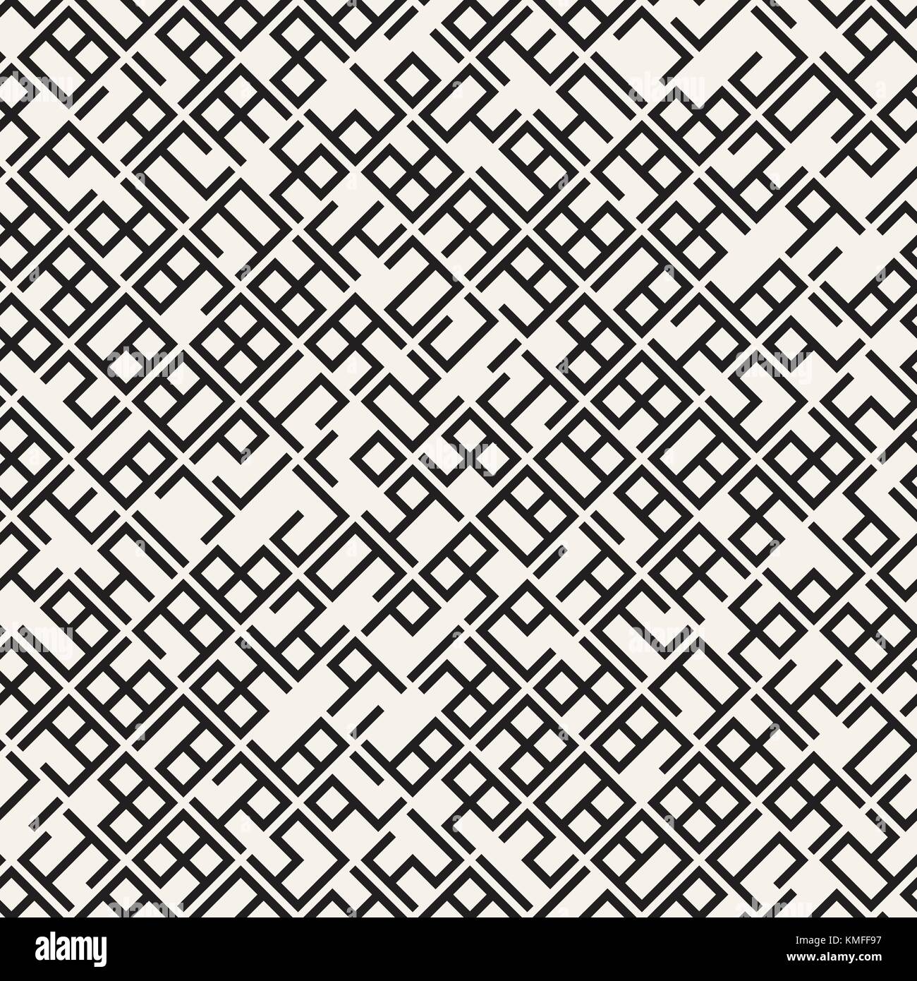 Irregular Tangled Shapes. Abstract Geometric Background Design. Vector Seamless Black and White ...