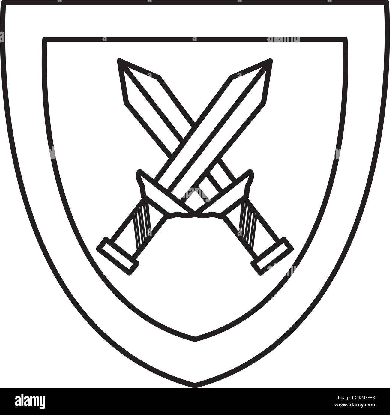 shield with warrior sword vector illustration design Stock Vector Image ...