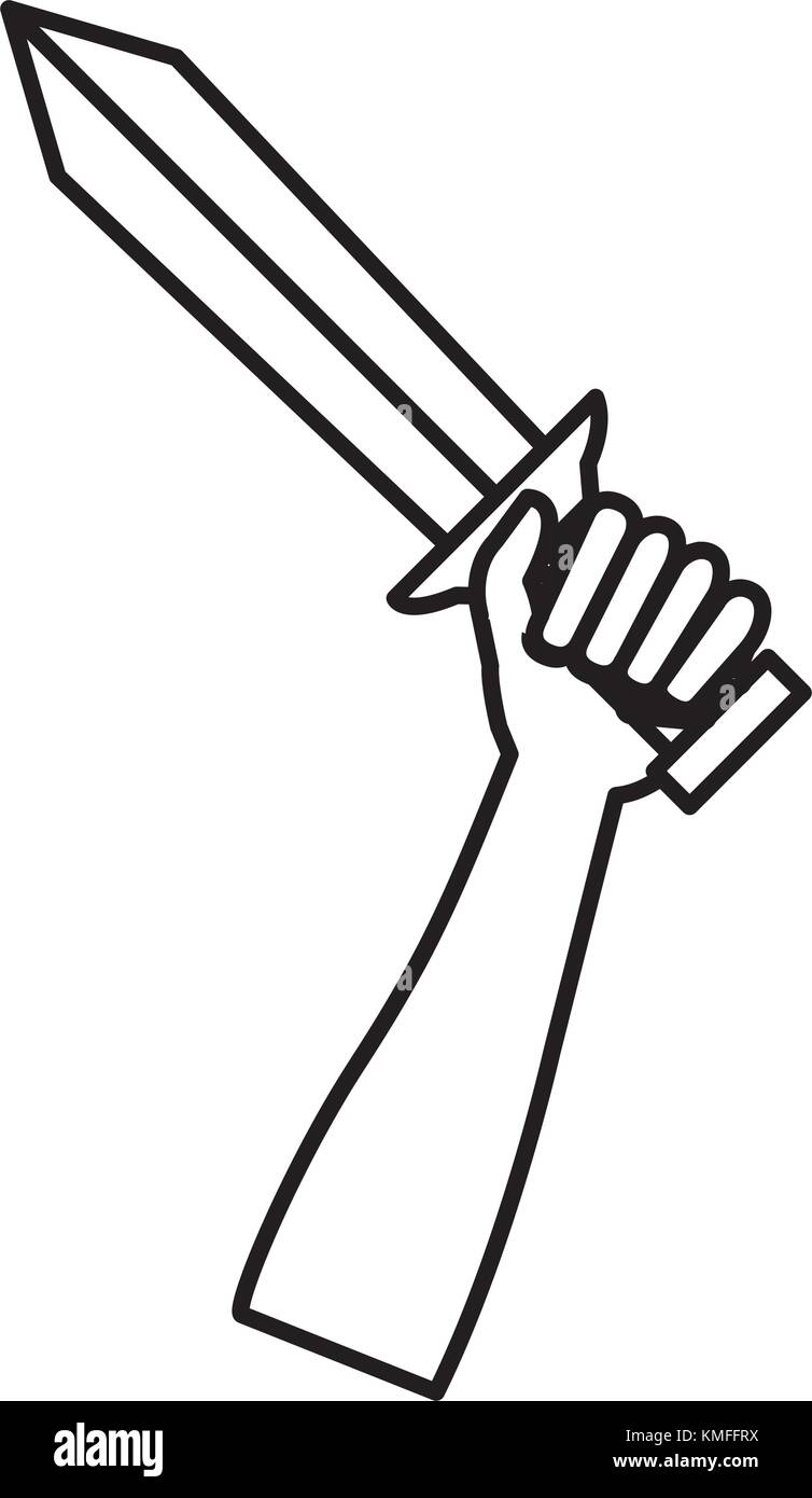 hand whit warrior sword vector illustration design Stock Vector Image ...