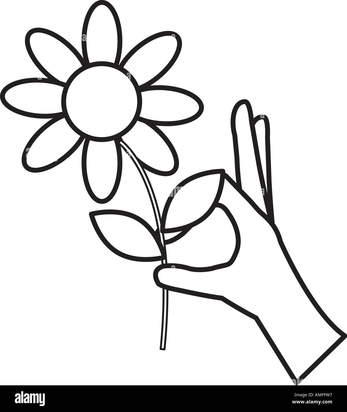 hand with beautiful flower vector illustration design Stock Vector ...